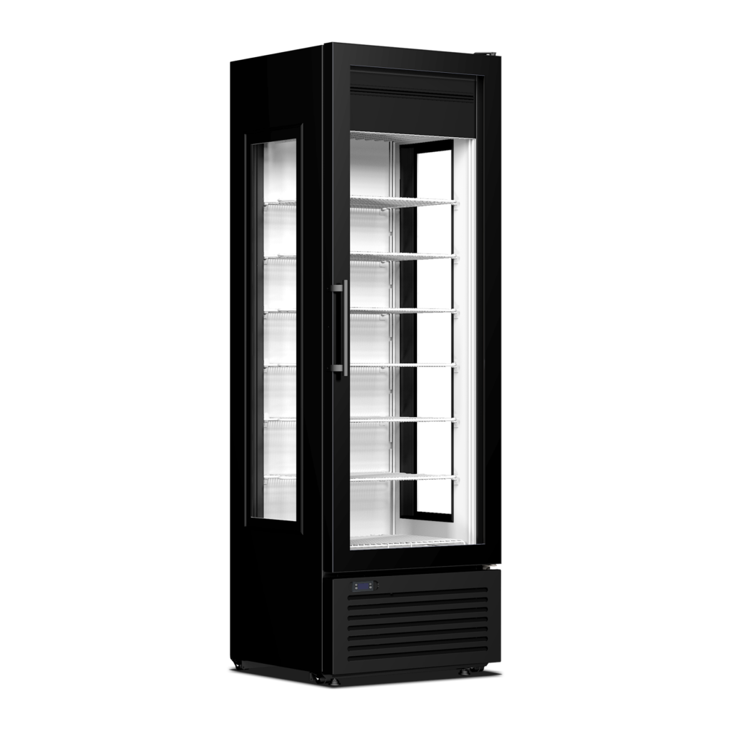 Κάθετη βιτρίνα στατικής ψύξης 3 όψεων CRYSTAL CRF 400 3D GLASS - INOX ...